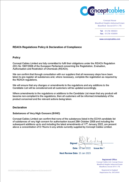 REACH Statement - Concept Cables